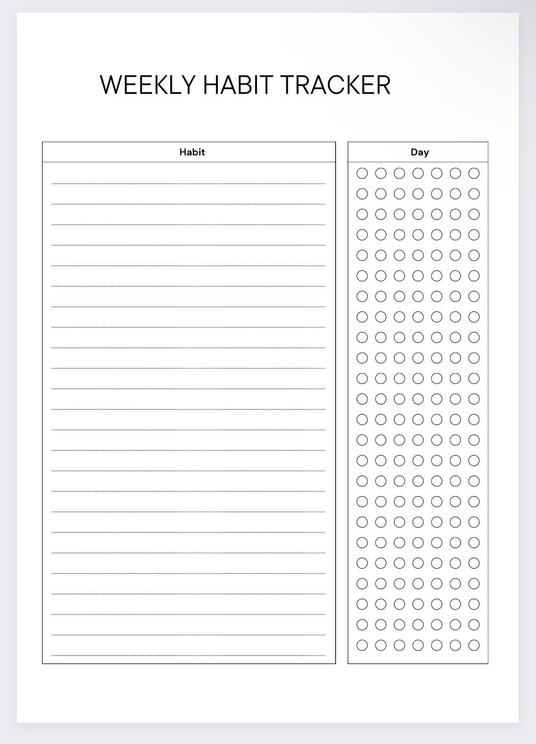 Weekly Habit Tracker,7 Day Habit Challenge,routine Tracker,weekly ...