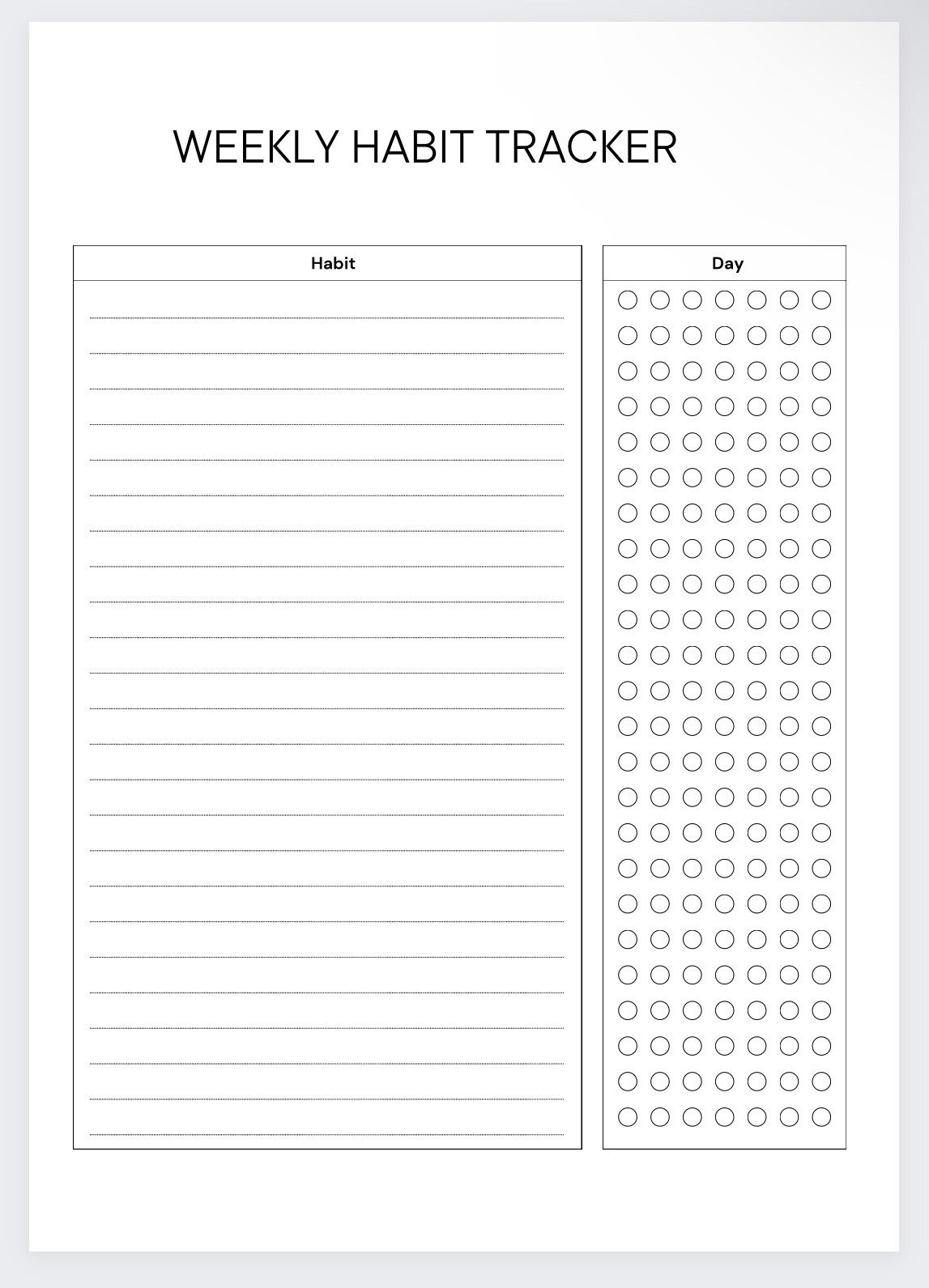 Weekly Habit Tracker7 Day Habit Challengeroutine - Etsy