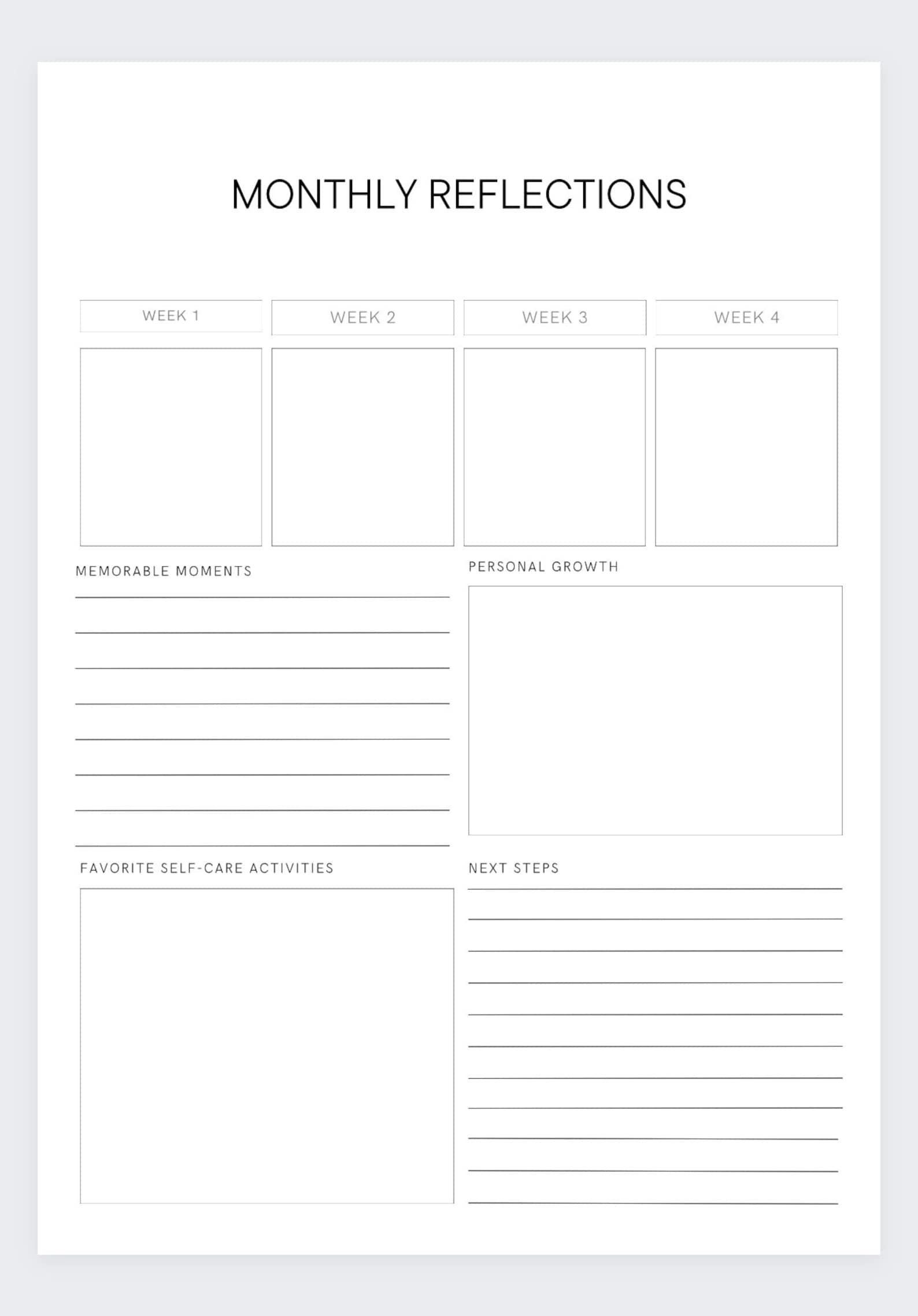 Monthly Reflections,affirmations,self Growth Journal,reflections ...