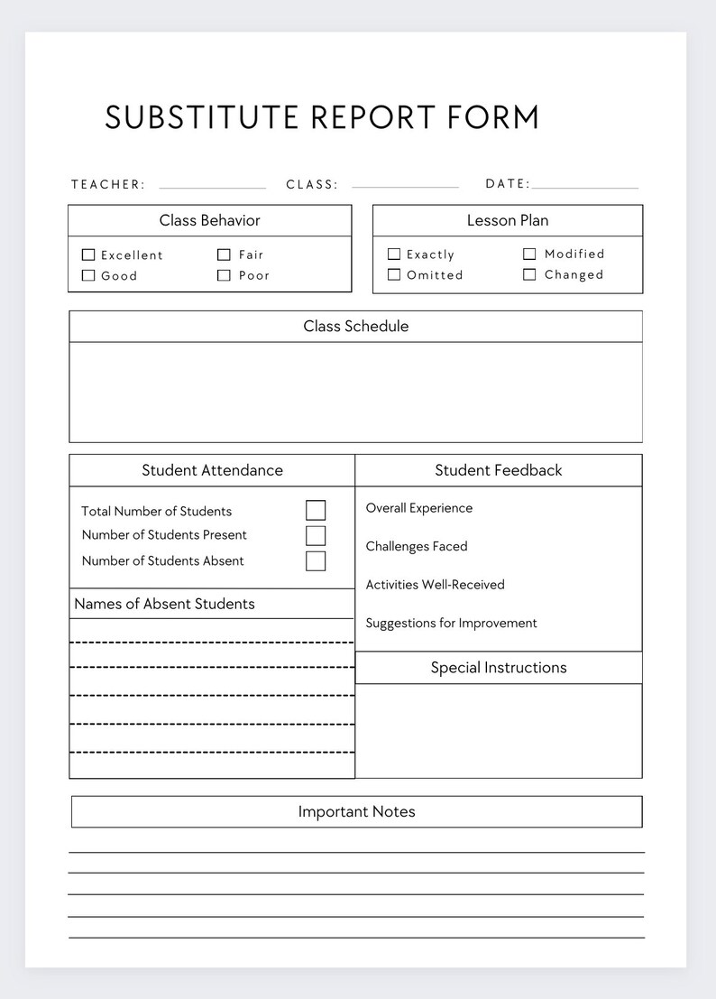 Substitute Teacher Review,substitute Teacher,lesson Review,classroom ...