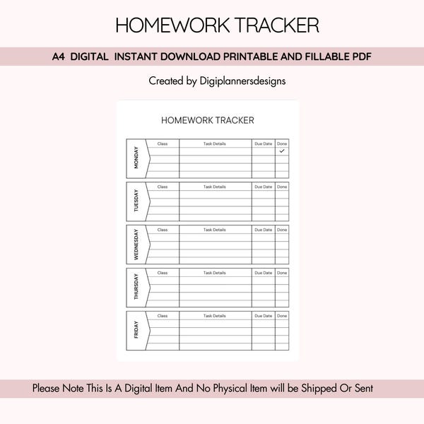 Homework Kids Tracker - Etsy UK