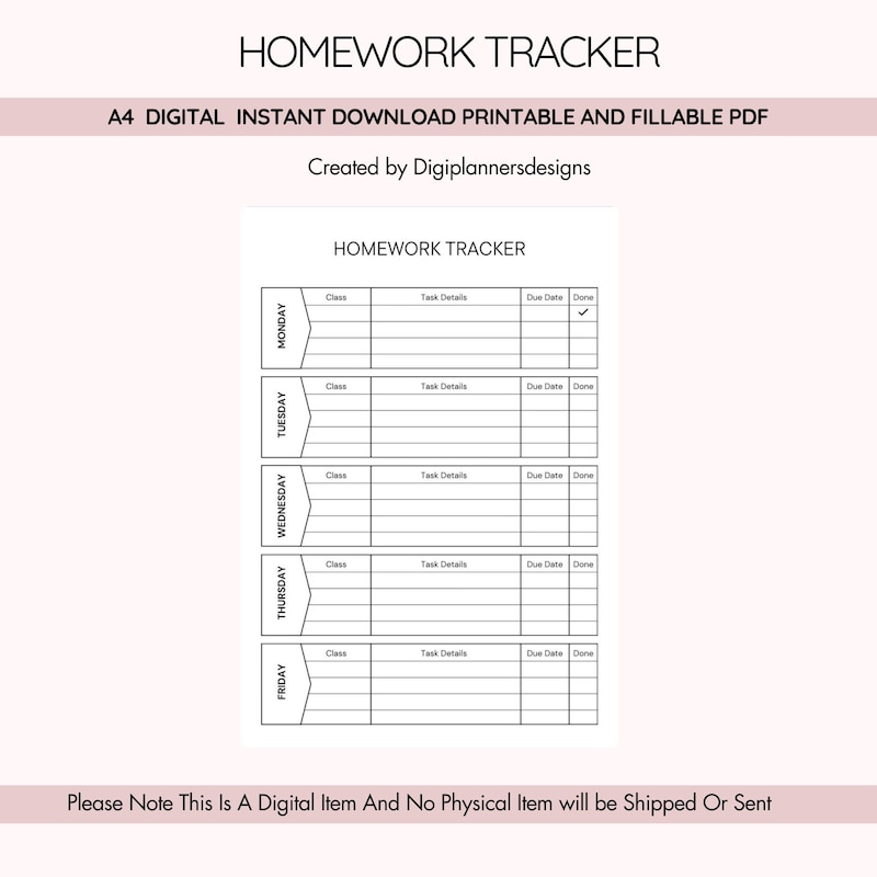 Homework Kids Tracker - Etsy UK