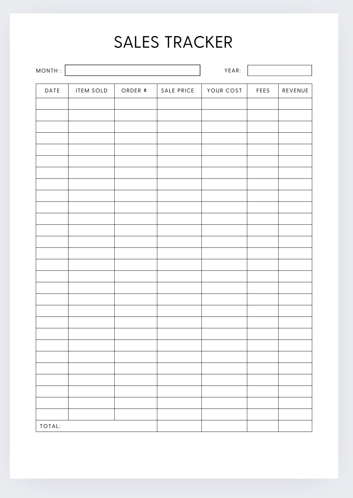 Sales Tracker, Sales Organizer,sales Tracking,sales Log,sales Planner ...