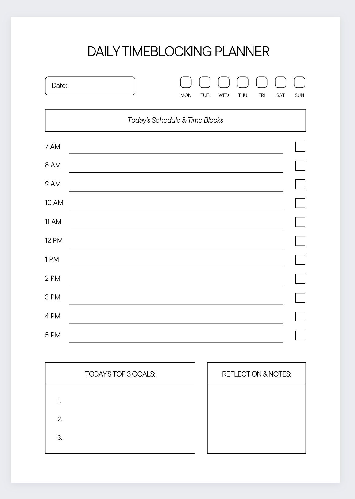 Daily Timeblocking,timeblocking Planner Printable,daily Schedule ...