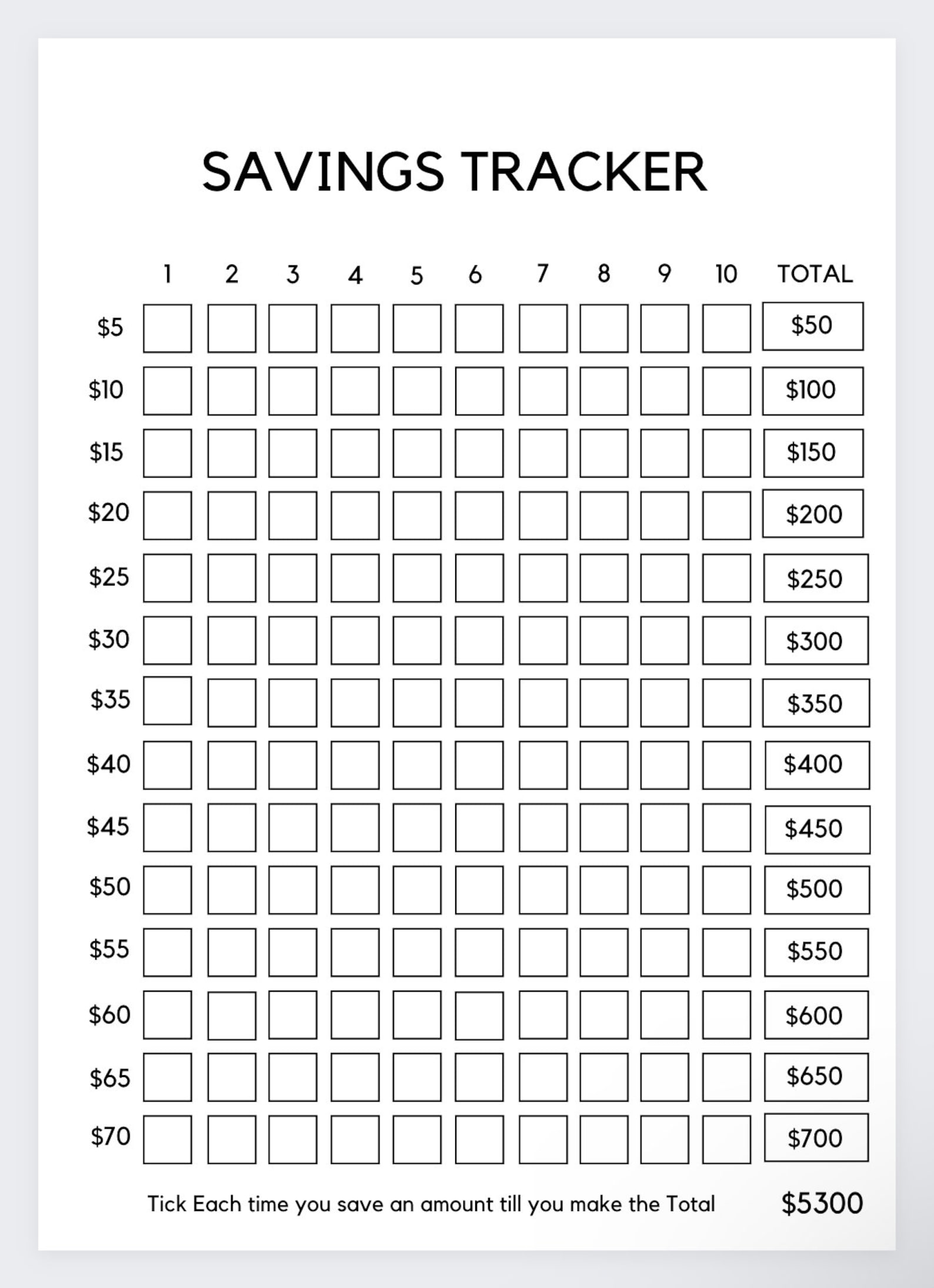 Saving Gridsavings Challengesavings Chartsave 5000savings - Etsy UK