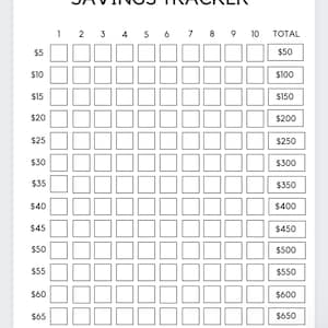 Saving Grid,savings Challenge,savings Chart,save 5000,savings Log ...