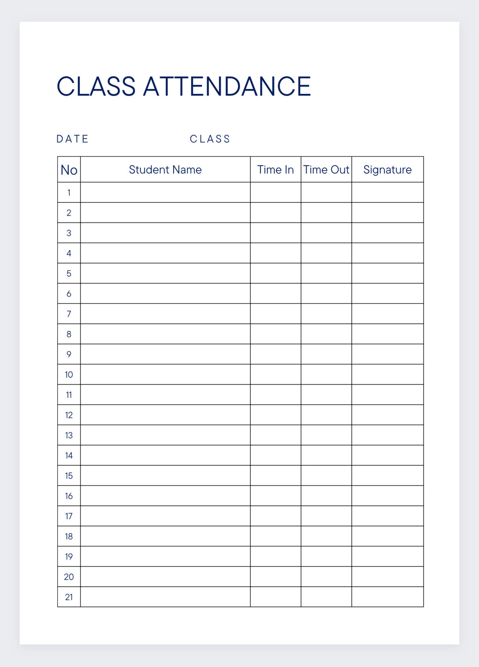 Classroom Attendance,printable Attendance Template,student Attendance ...