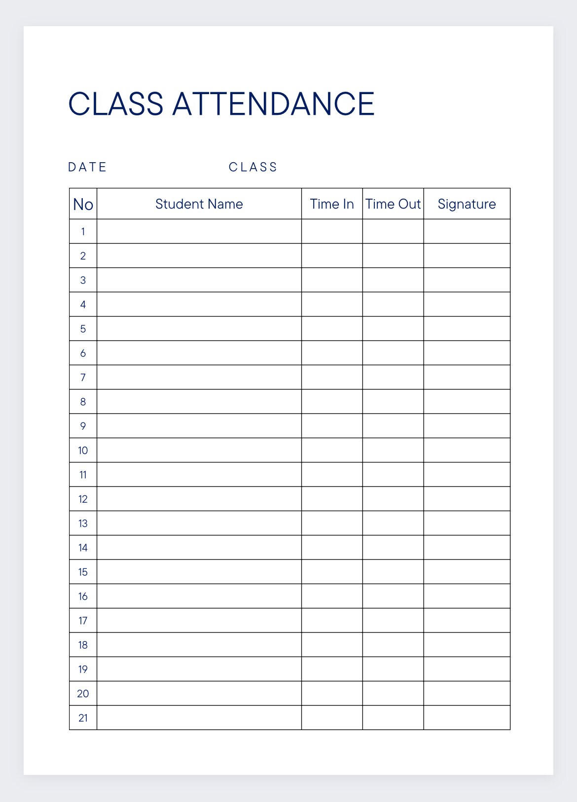 Classroom Attendance,printable Attendance Template,student Attendance ...