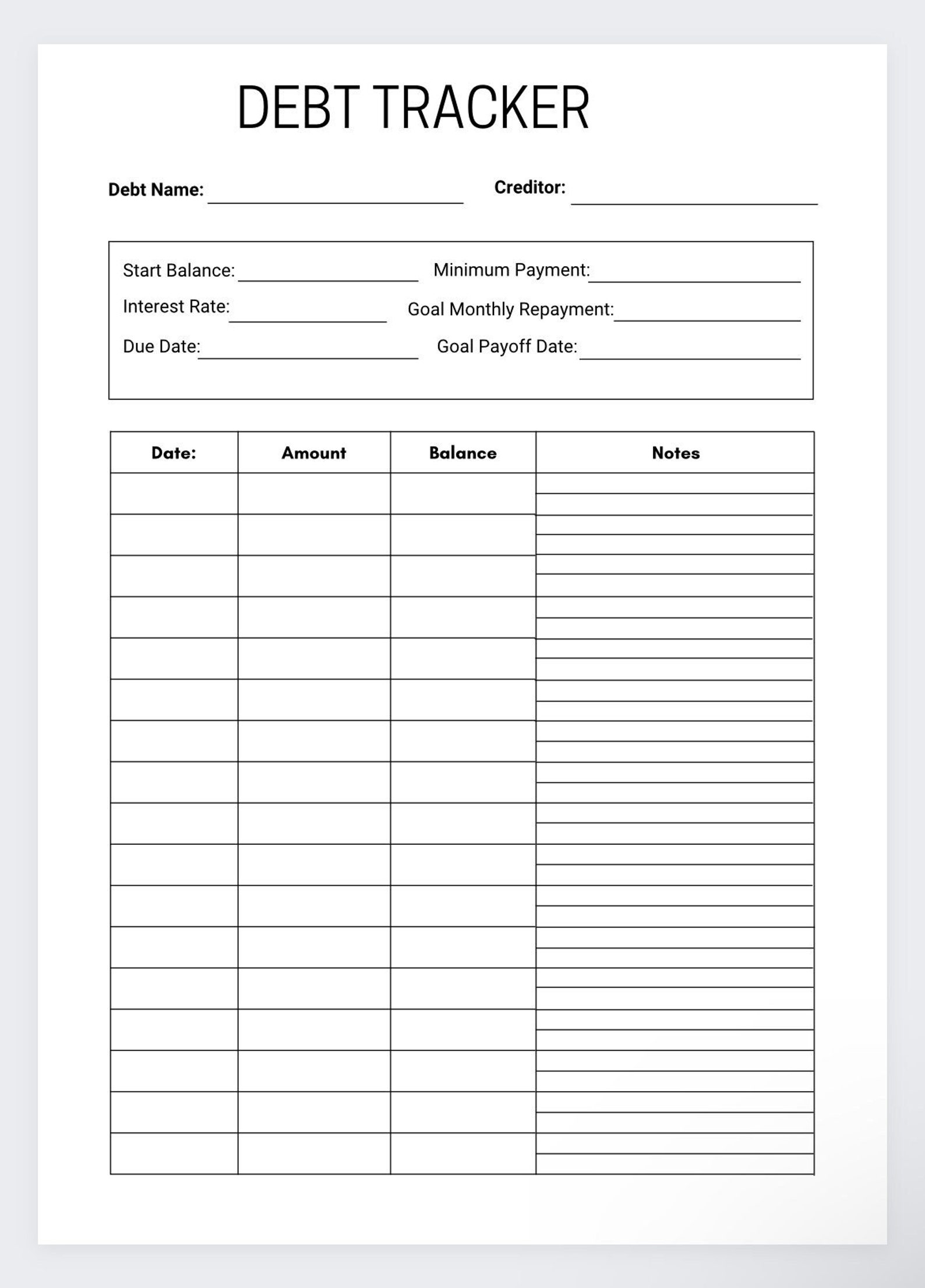 Debt Payoff Tracker,debt Payment,debt Tracker,debt Schedule,debt Payoff ...