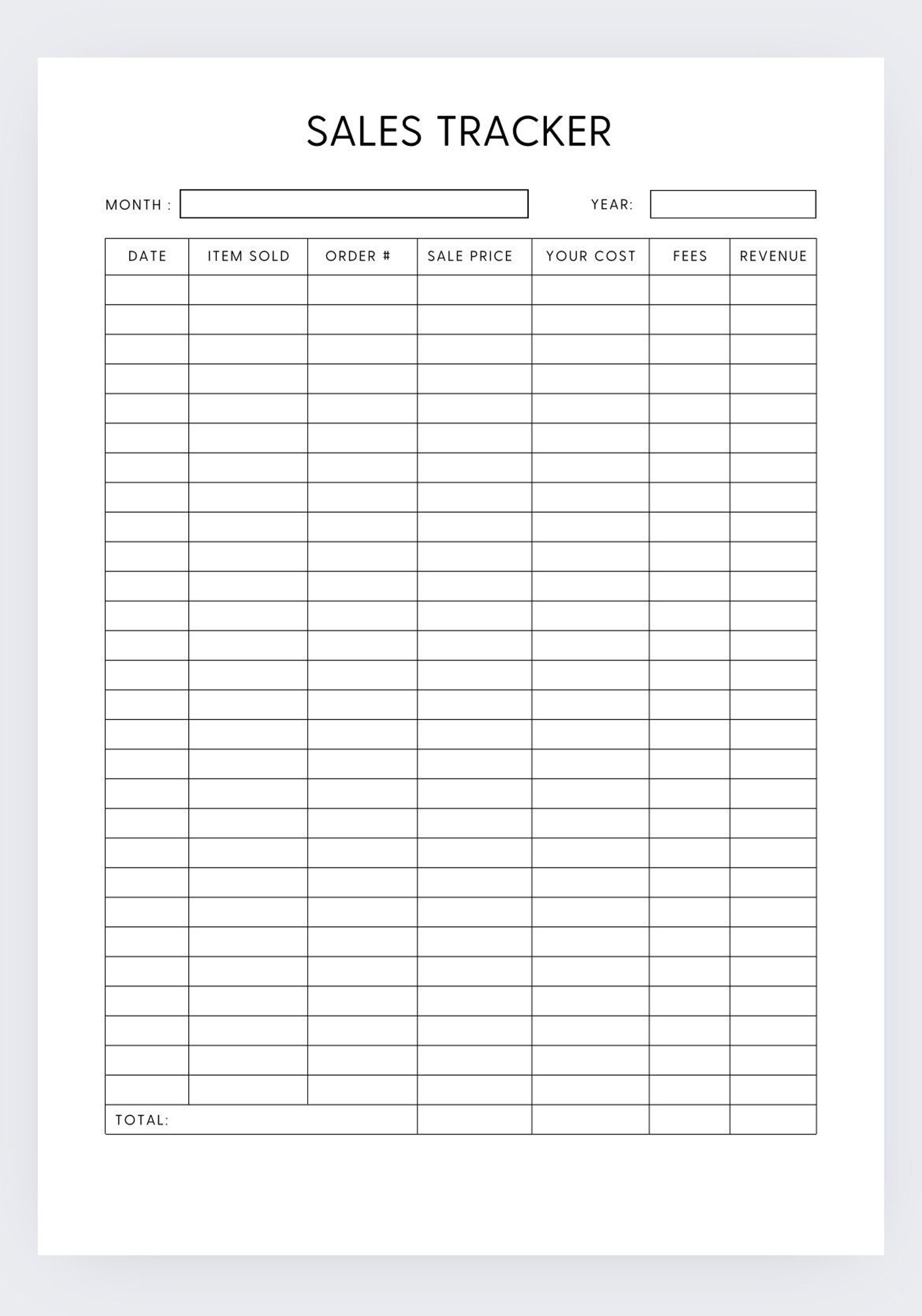 Sales Tracker, Sales Organizer,sales Tracking,sales Log,sales Planner ...