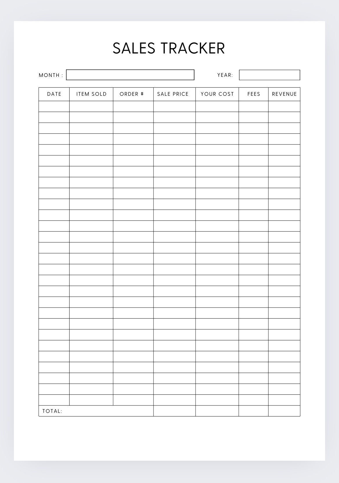 Sales Tracker, Sales Organizer,sales Tracking,sales Log,sales Planner ...