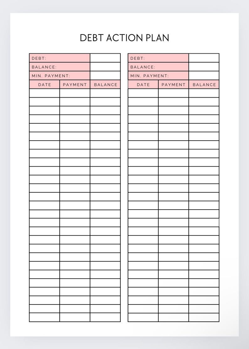 Debt Action Plan Template: Debt Snowball & Avalanche (printable PDF) - Etsy