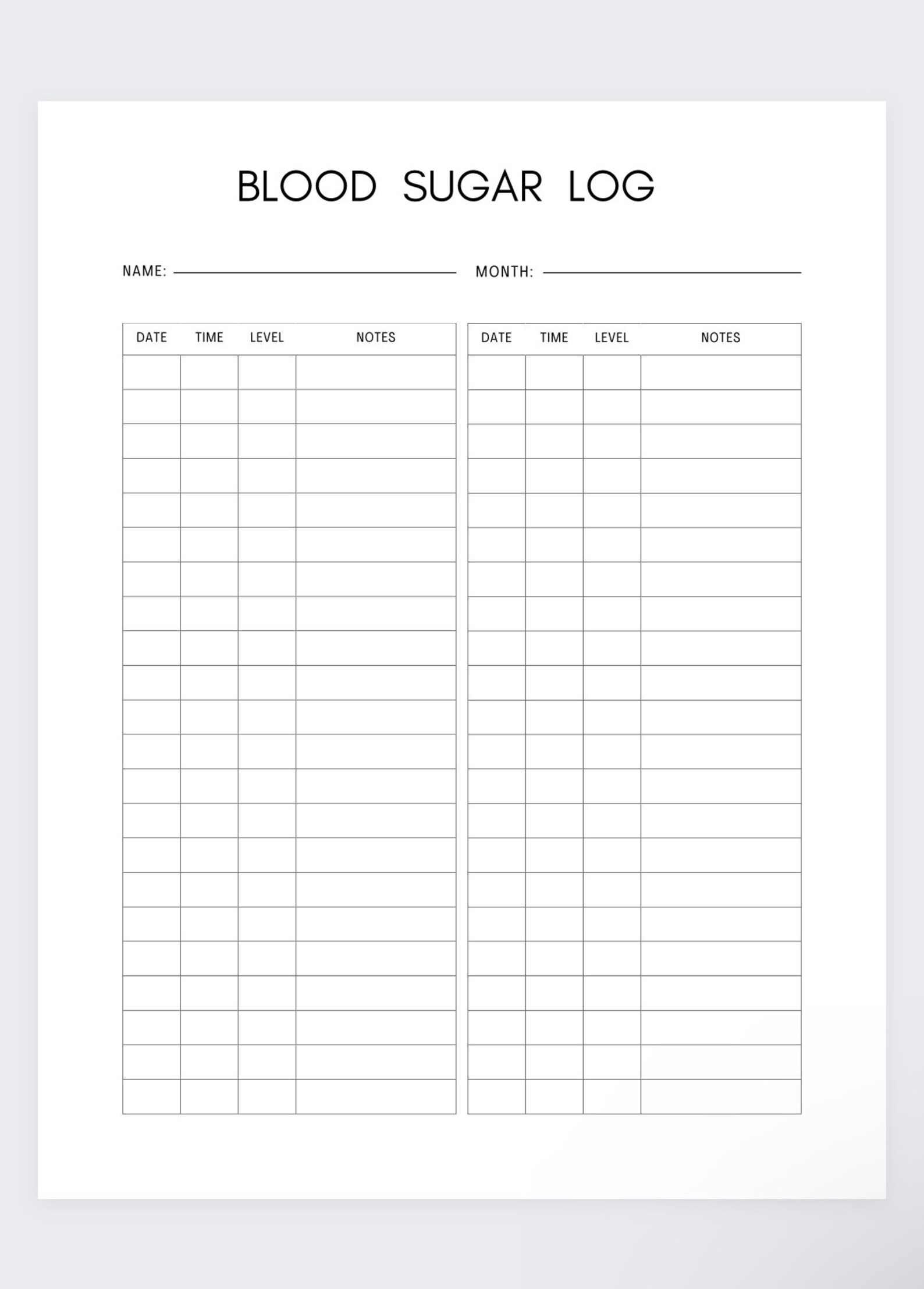 Blood Sugar Log,blood Sugar Tracker,health Planner,diabetes Tracker ...