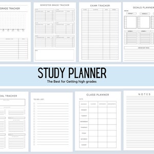Student Planner Printable,study Planner,assignment Tracker,grades ...