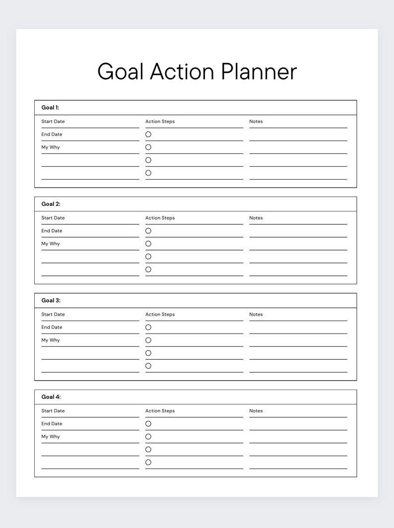 Goal Action Planner,action Planner Template,2026 Goal Planner,goa ...
