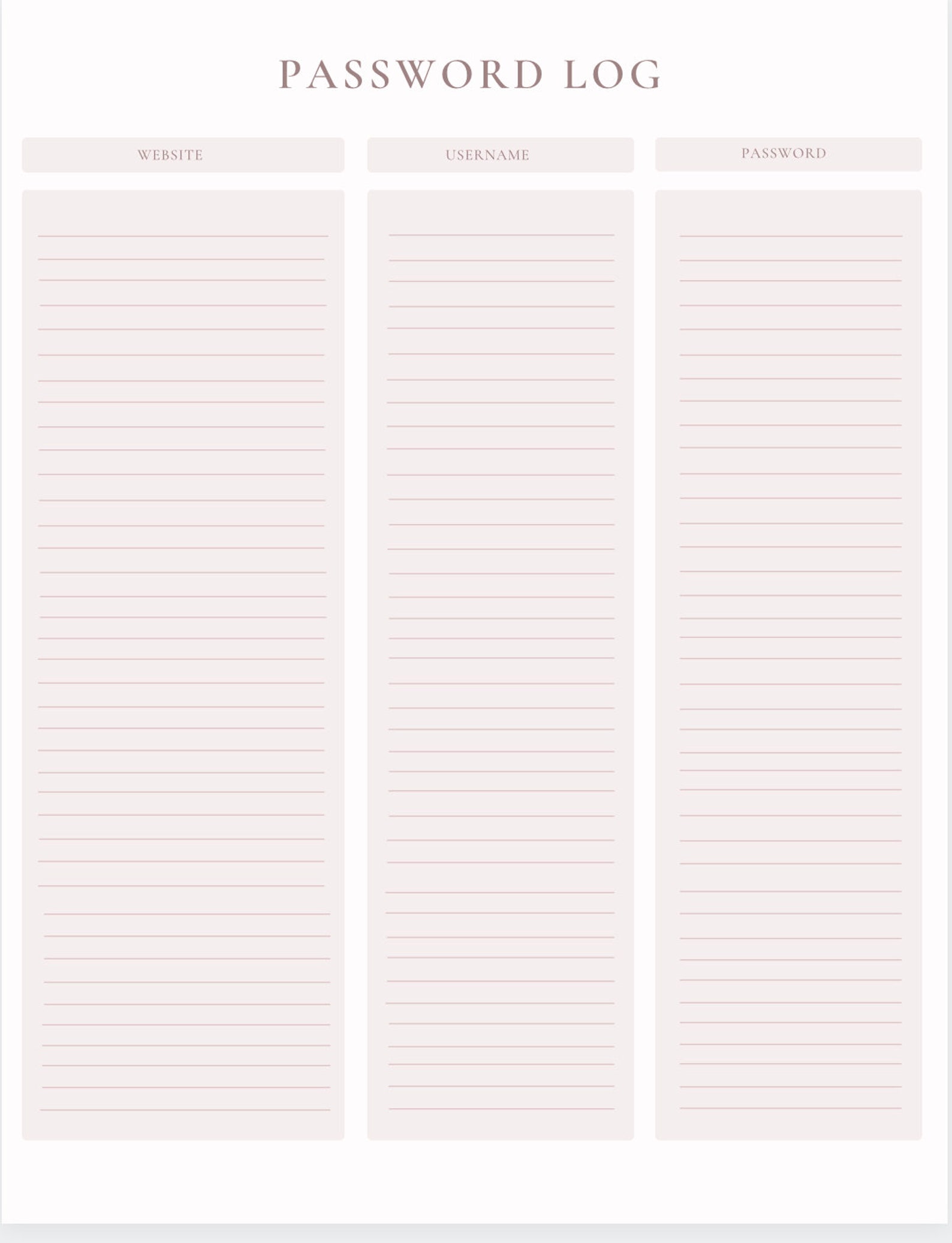 Password Keeper Password Log Password Tracker Printable - Etsy