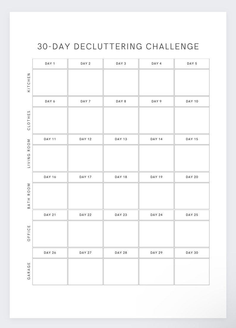 30 Day Declutter Challenge,cleaning Planner Schedule,de Clutter Your ...
