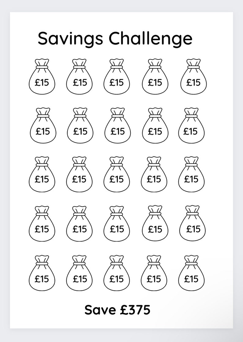 15 Pound Challengesavings Challengemoney Savingspound - Etsy
