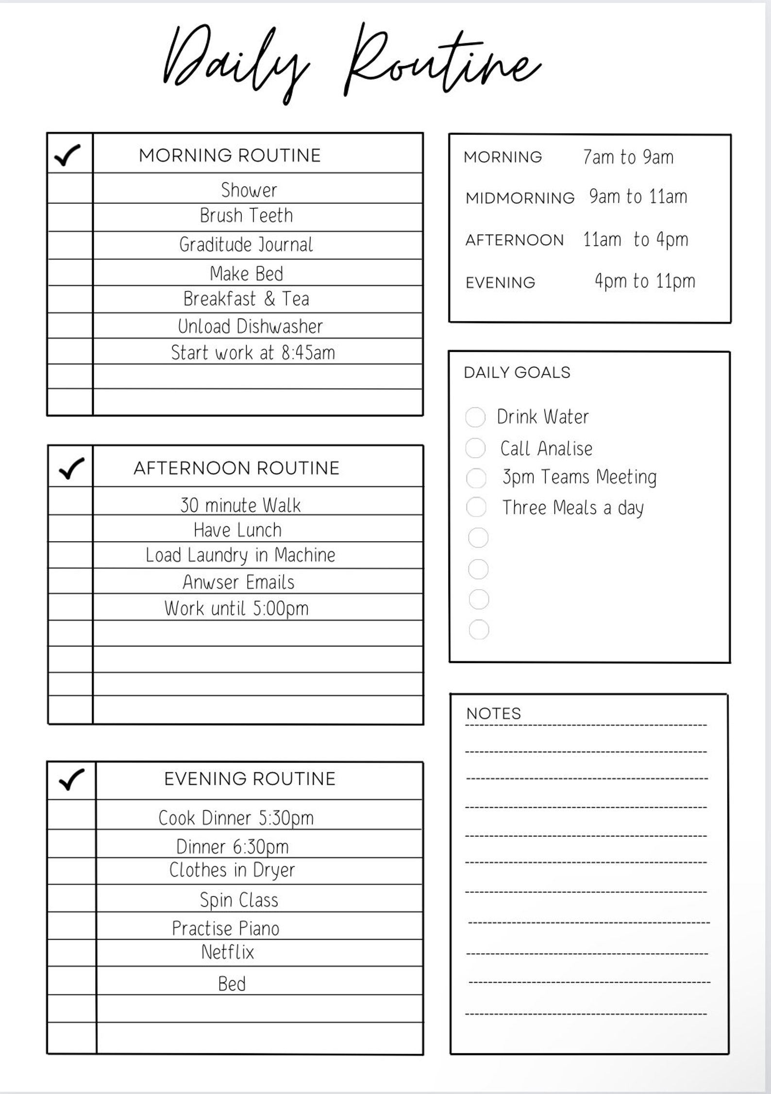 Daily Routine Daily Plannerhappy Plannerdaily - Etsy