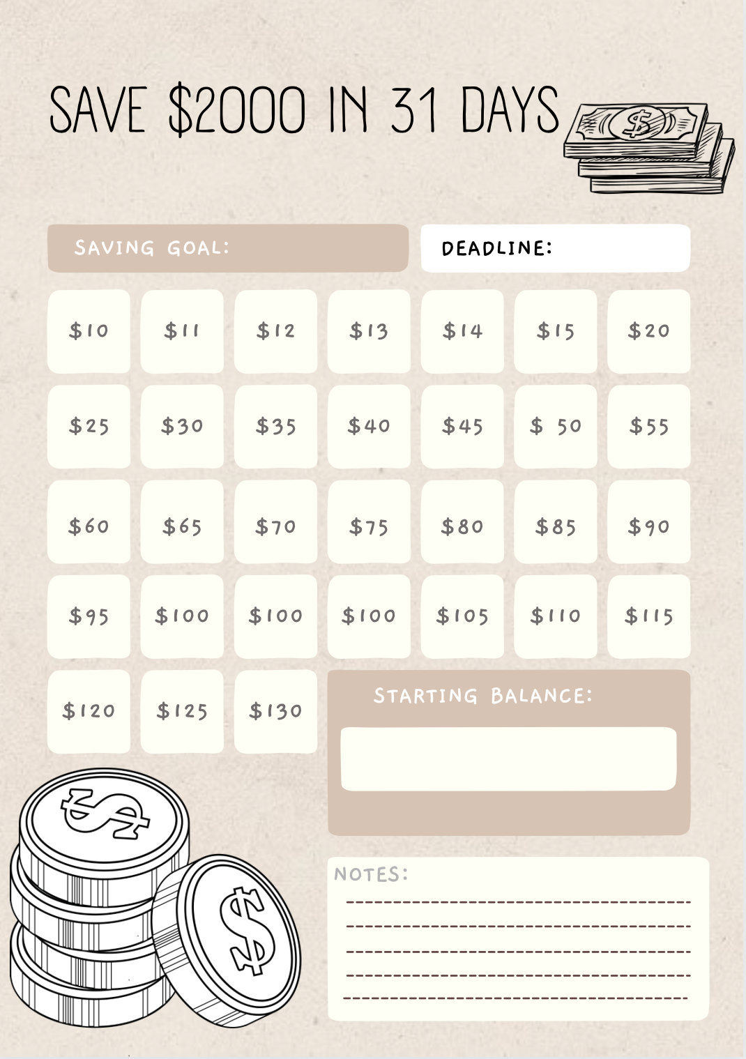 Save 2000 in a Month,money Challenge, 2k Savings Challenge,savings ...