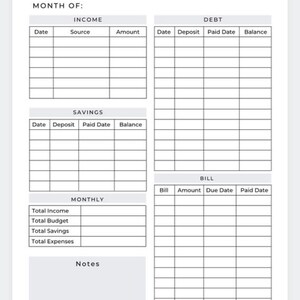Grey Monthly Budget,finance Planner, Budget Planner,printable,monthly ...