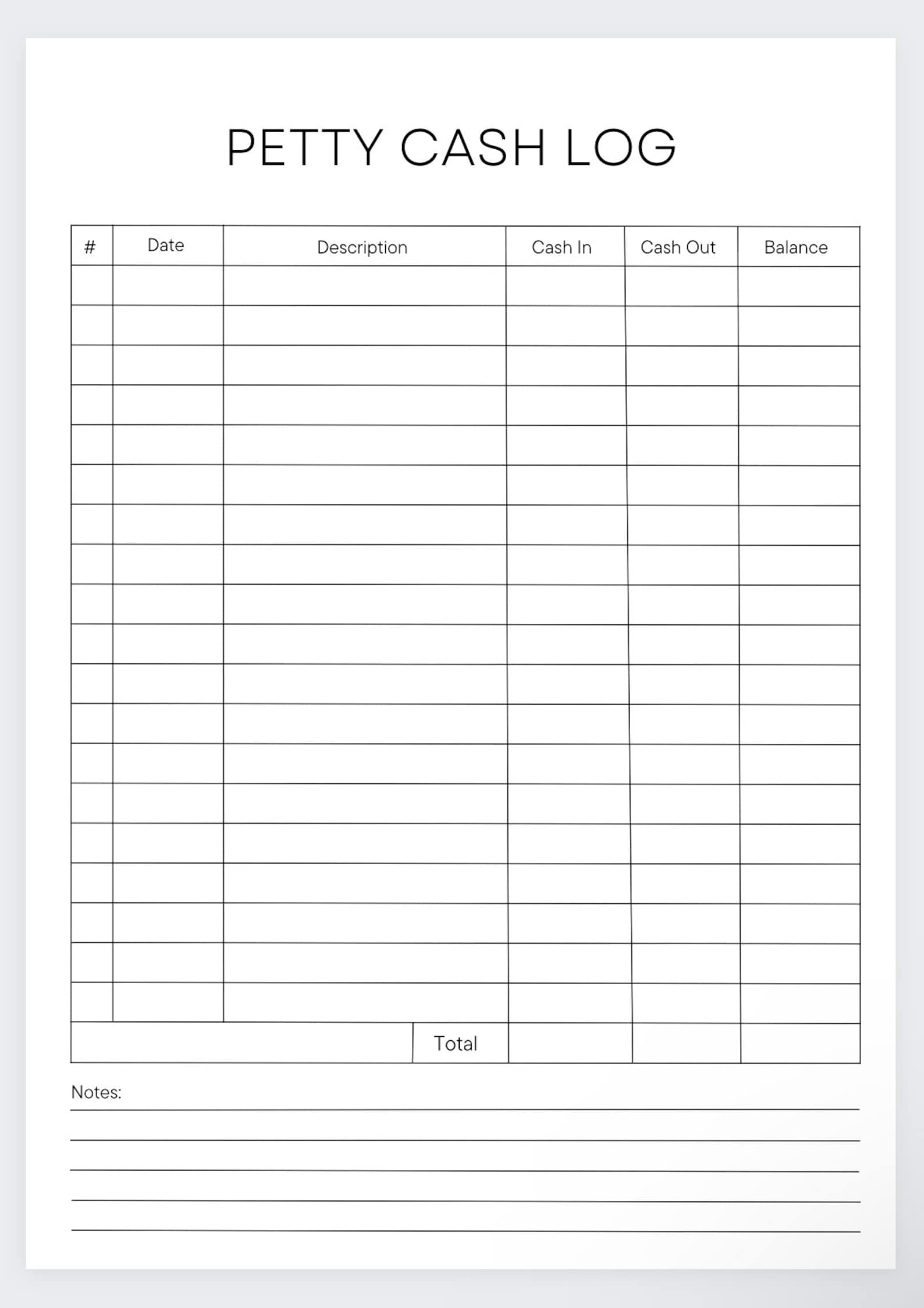 Petty Cash Log,petty Cash Tenplate,petty Cash Tracker,petty Cash ...
