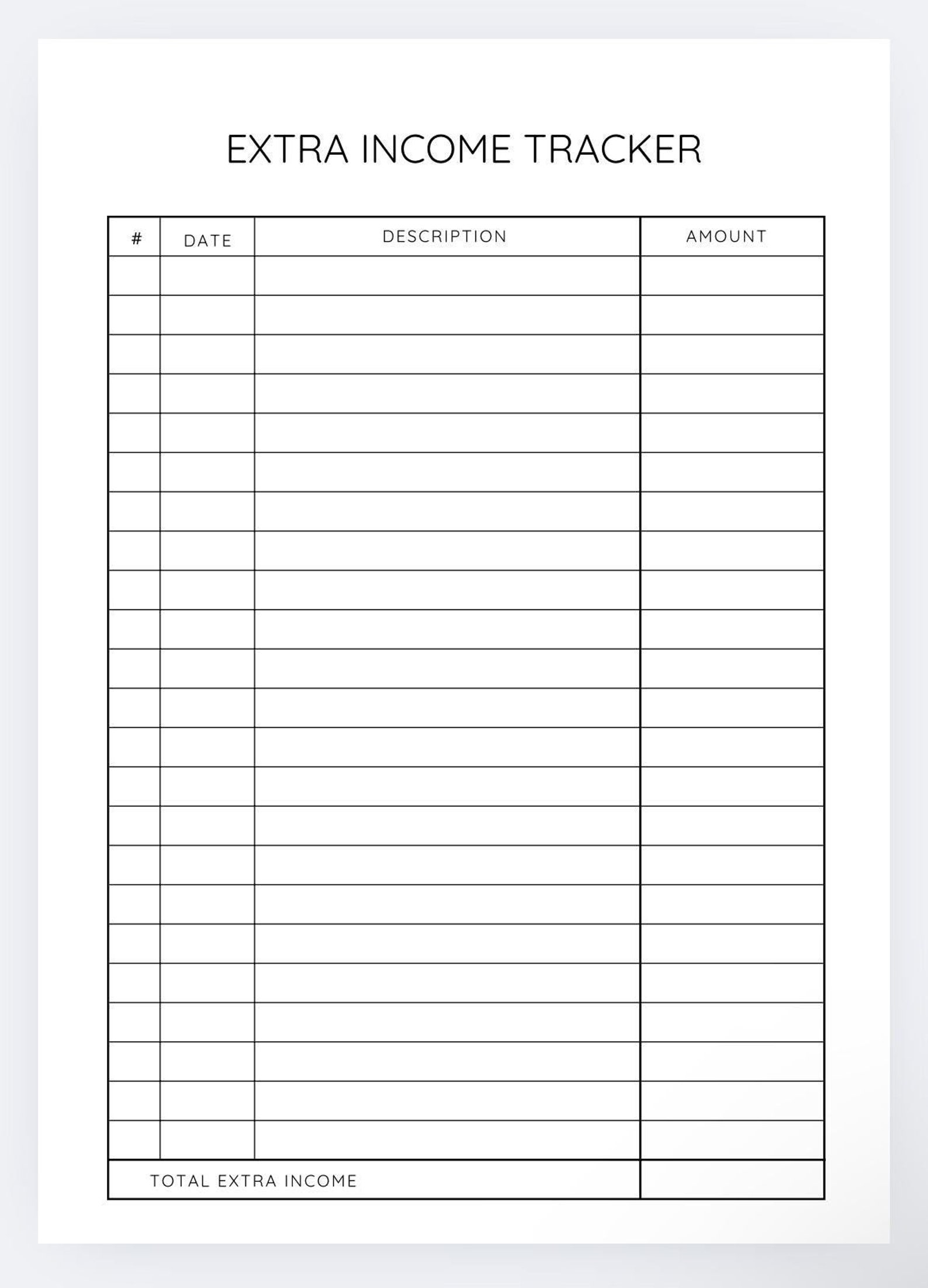 Extra Income Tracker,side Hustle Earnings Log,freelance Income Planner ...