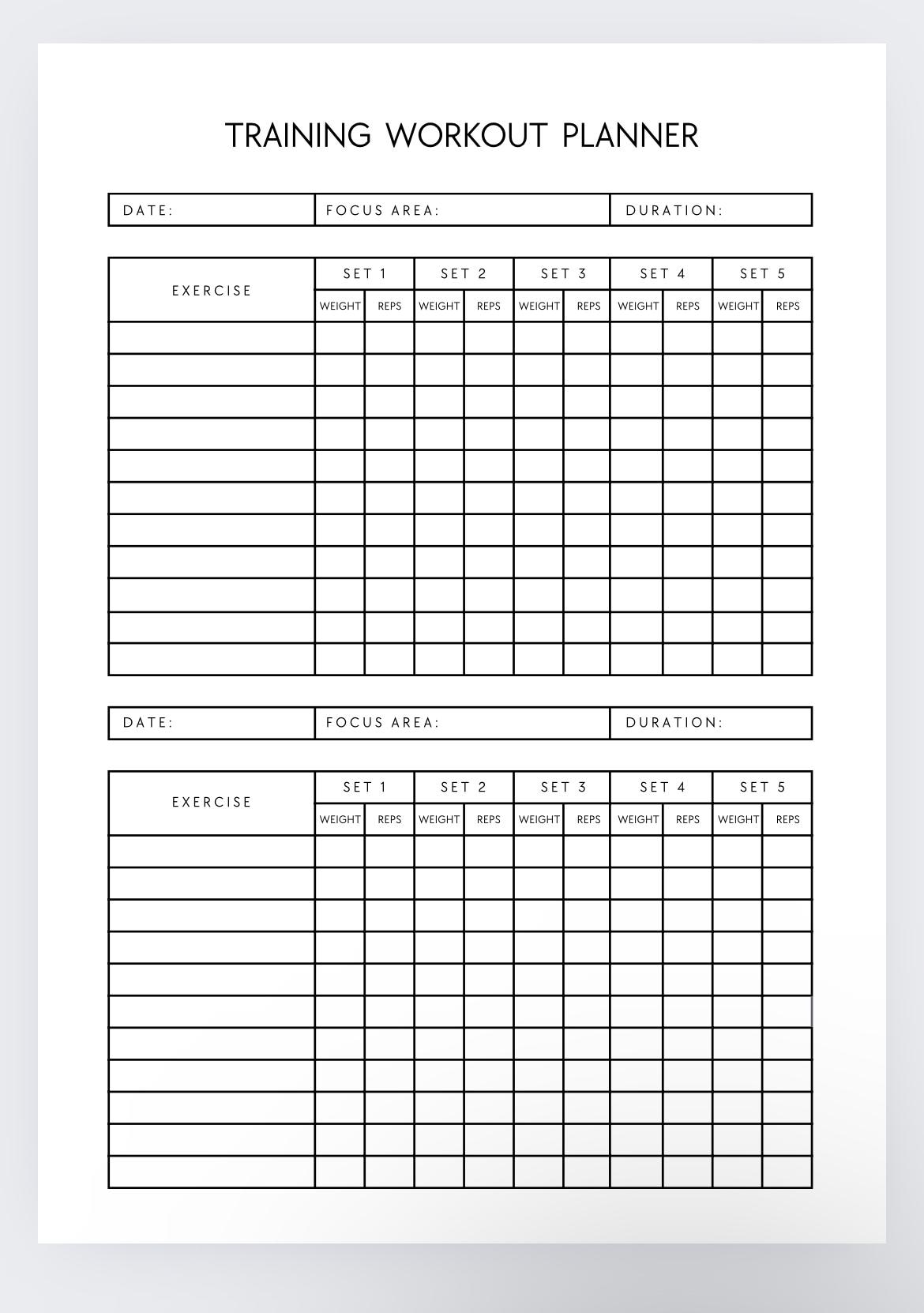 Training Workout Planner,workout Planner,fitness Planner,training ...