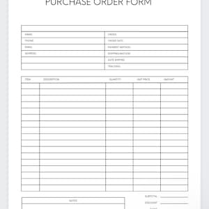 Purchase Order Form,order Form Template,small Business Planner,order ...
