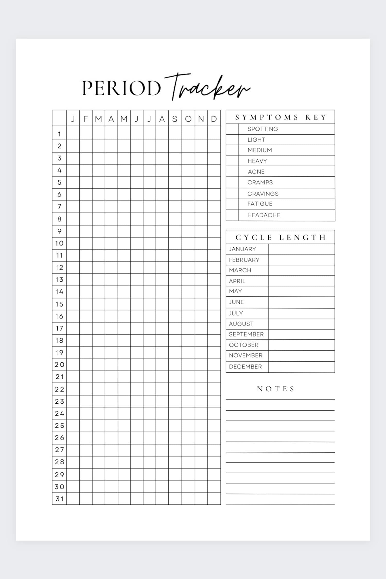 Period Tracker,a5 Printable Planner Inserts,menstrual Cycle Calendar ...
