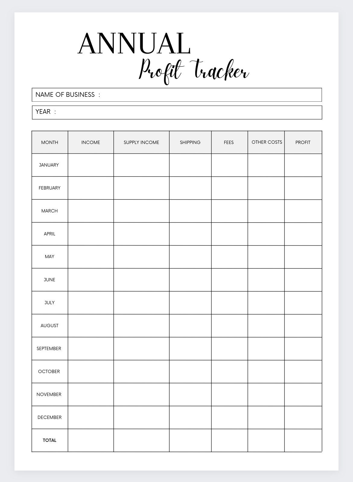 Profit Tracker,small Business Planner,sales Tracker,profit Planner ...