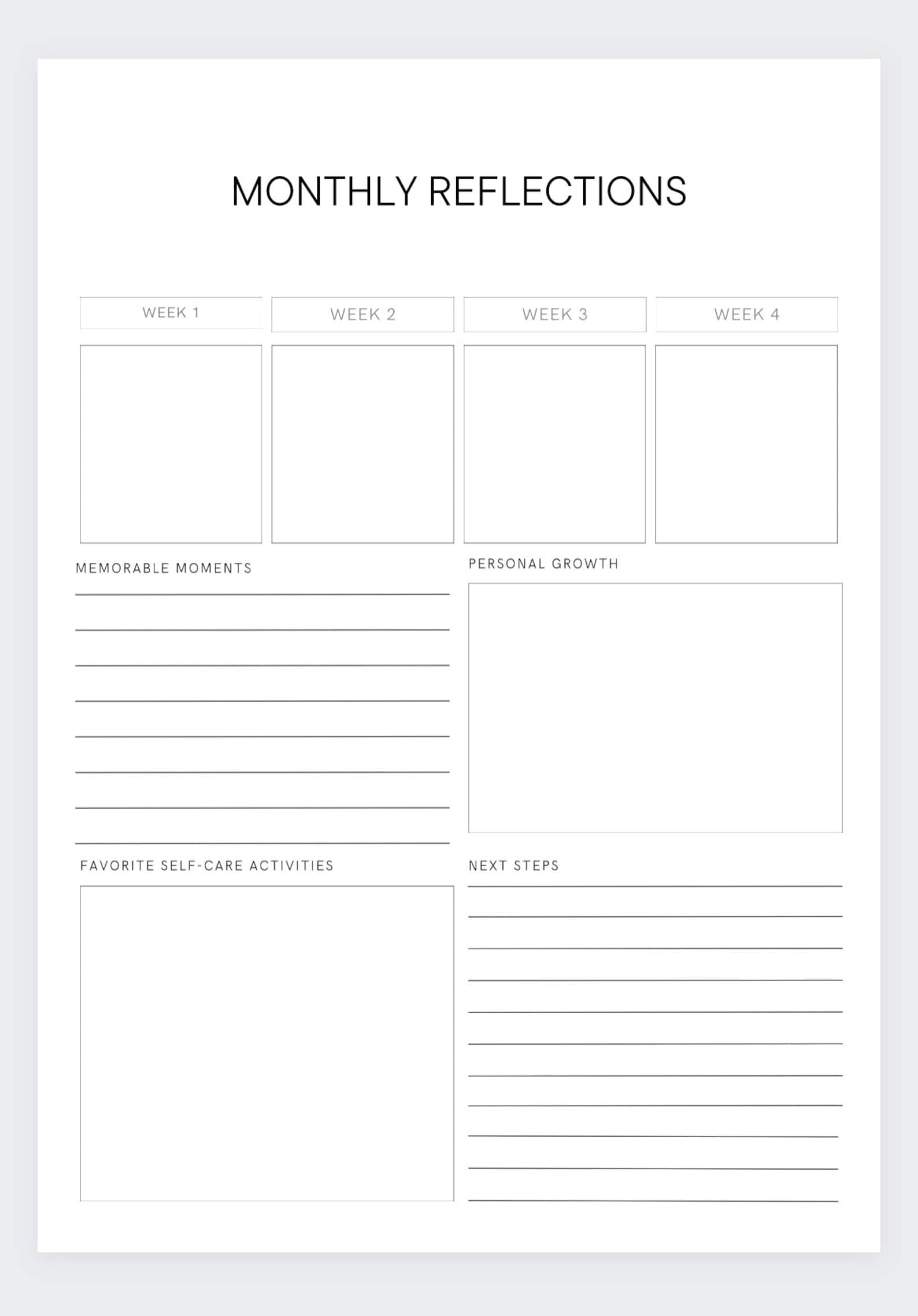 Monthly Reflections,affirmations,self Growth Journal,reflections ...