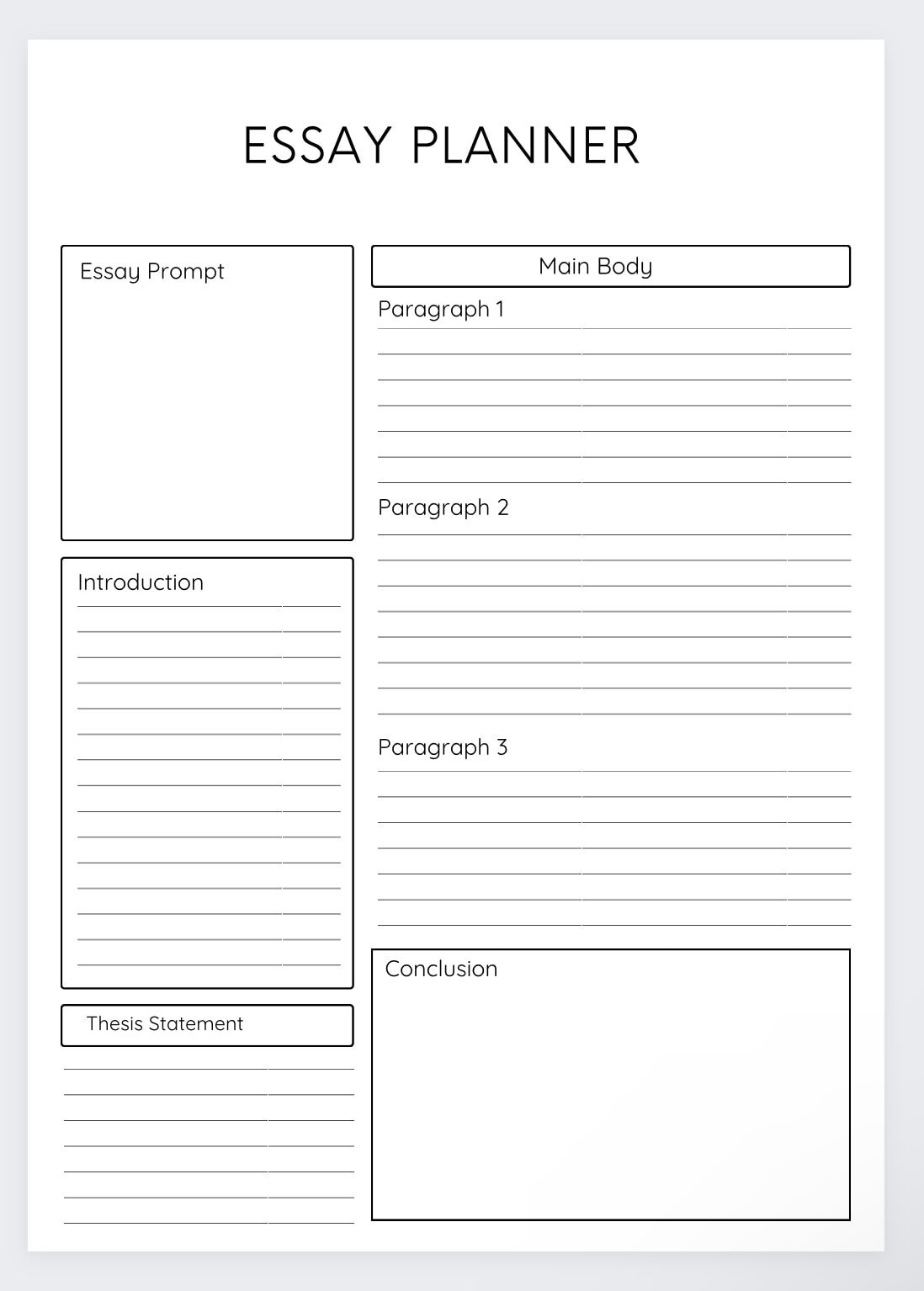 Essay Planner, Writing Planner,assignment Planner,academic Planner ...