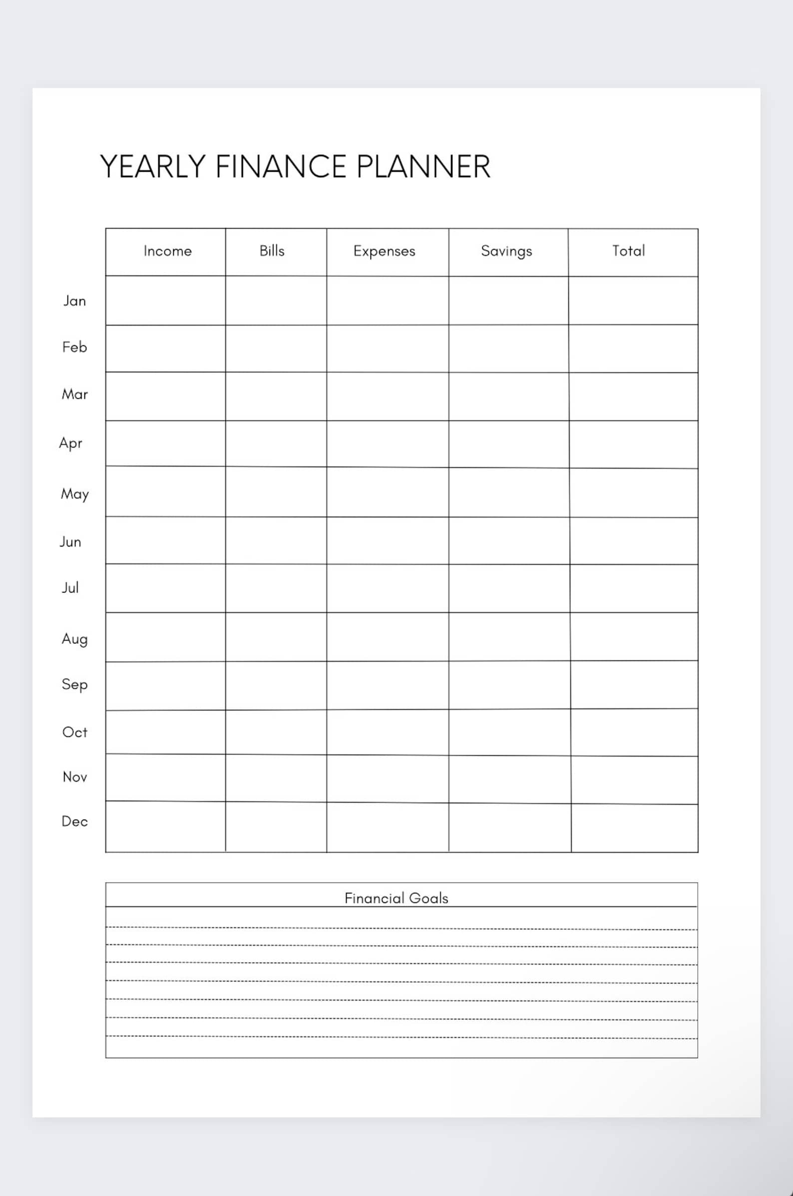 Yearly Finance Planner,annual Finance Tracker,financial Planner,yearly ...