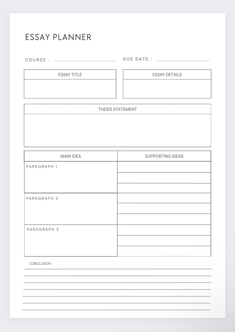 Essay Plan Template,essay Planner,academic Planner,revision Guide,essay ...