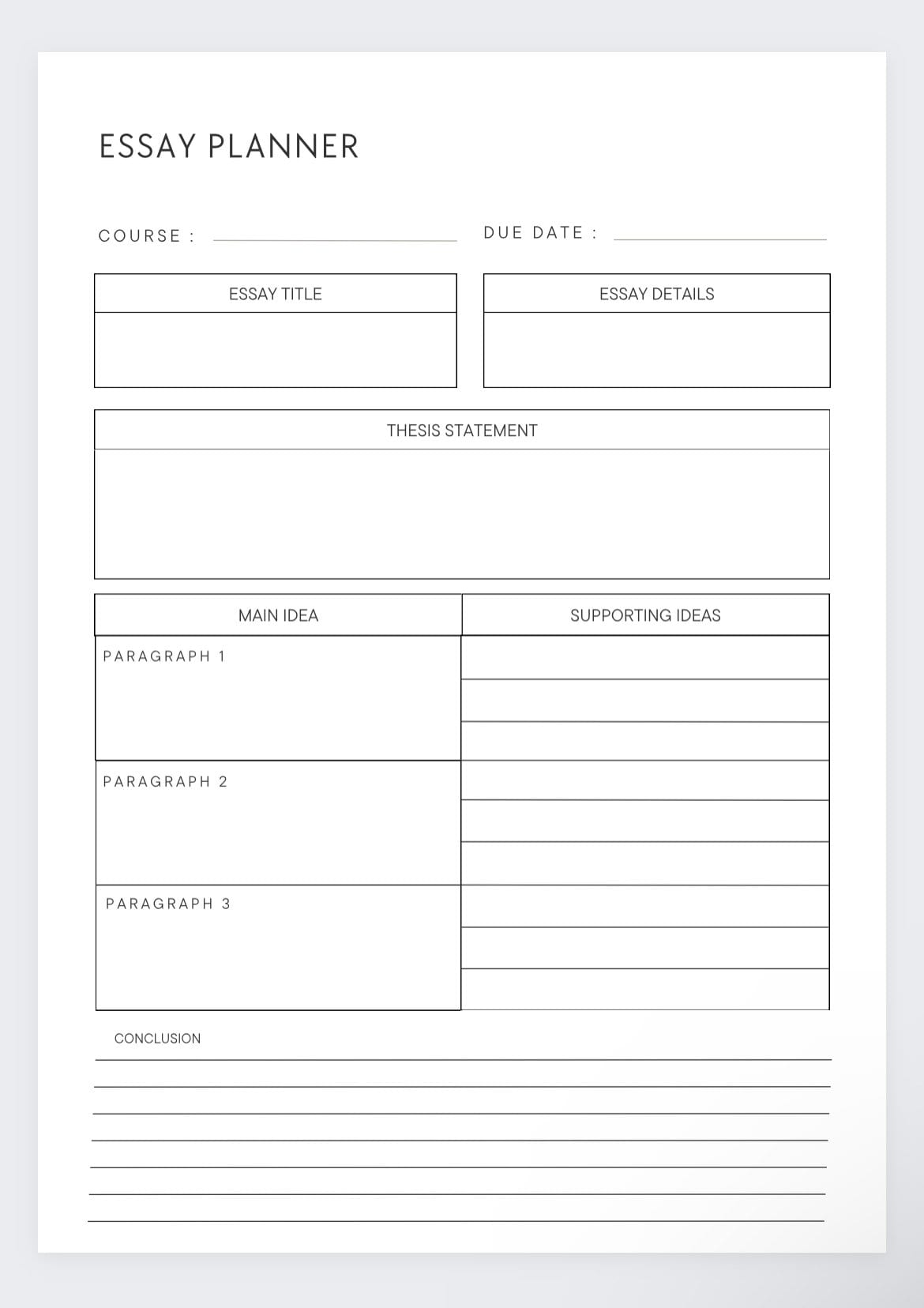 Essay Plan Template,essay Planner,academic Planner,revision Guide,essay ...