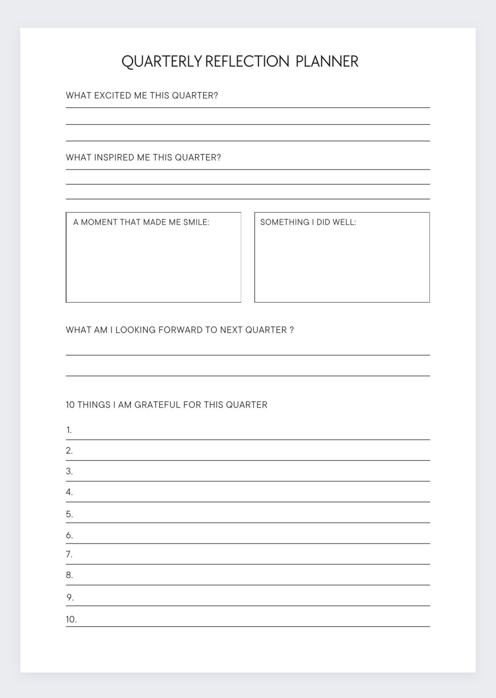 Quarterly Reflection Planner,quarterly Review Journal,goal Progress ...