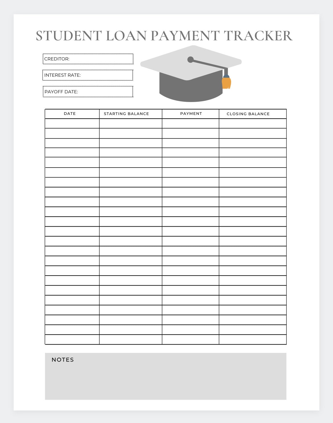 Student Loan Payment Trackercredit Card Payoffdebt - Etsy