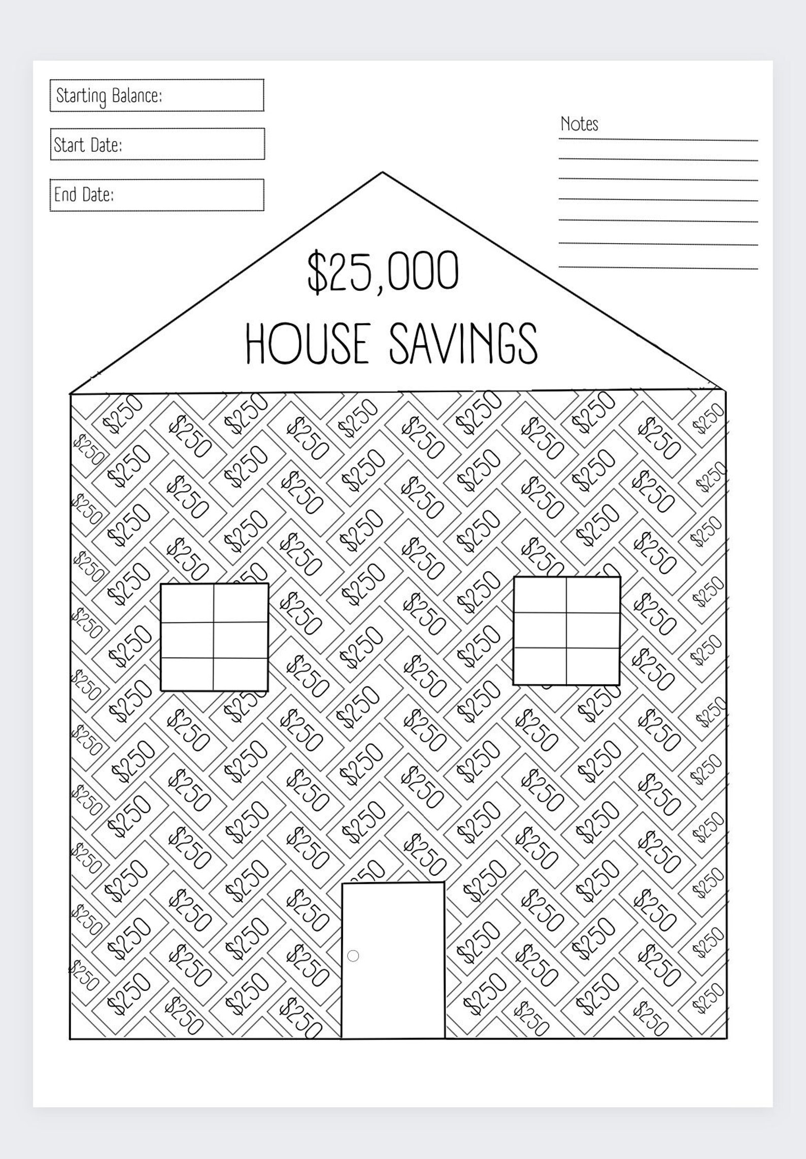 Save 25k,house Savings Pot, Savings Binder,savings Jar, Housing Saving ...