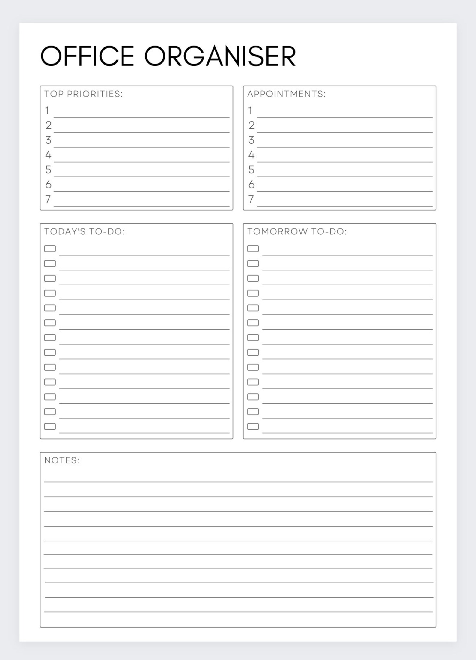 Office Organizer,work Planner,daily Work Planner,appointment Planner ...