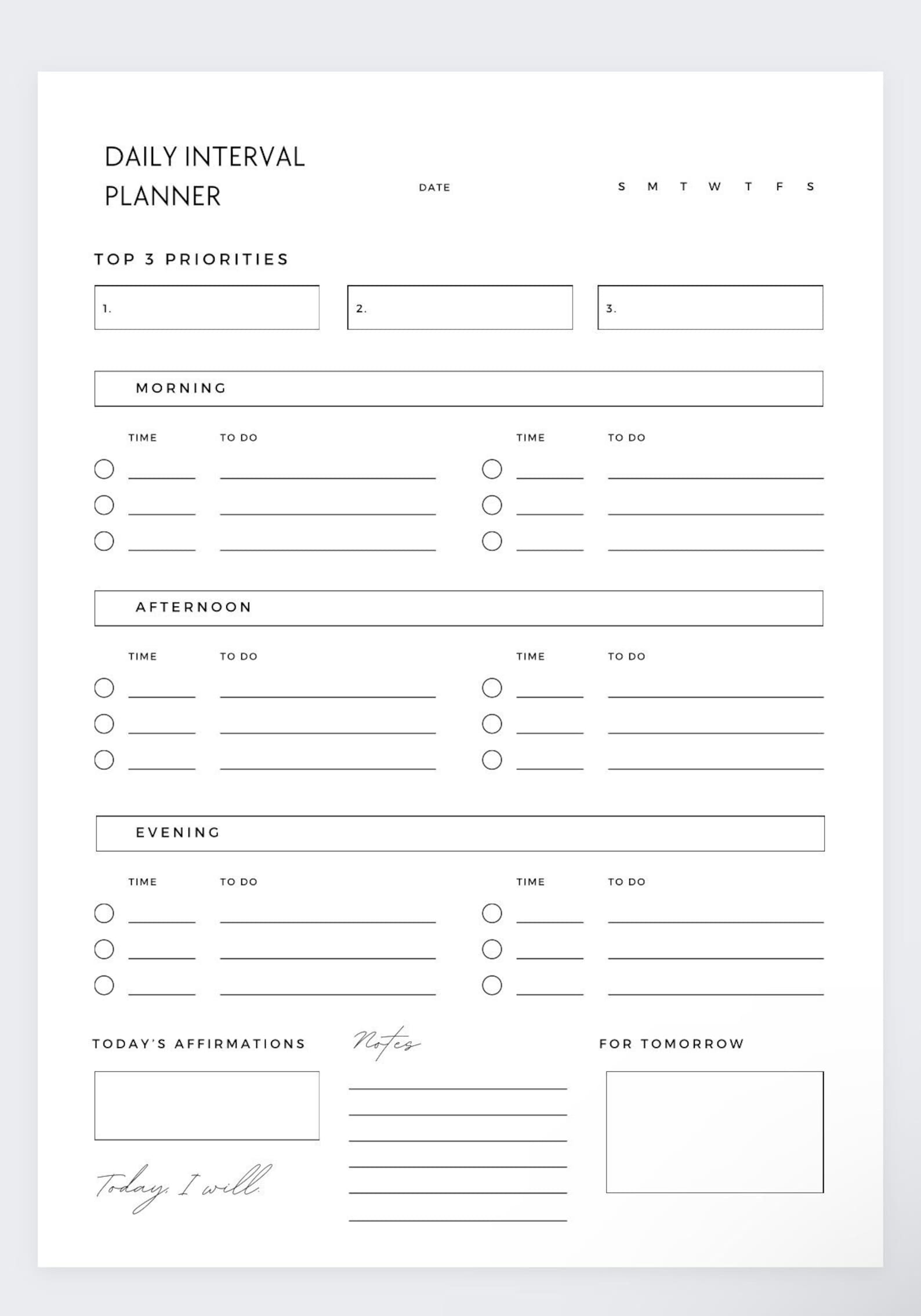 Daily Interval Planner,thought Organiser,adhd Planner,daily Planner ...