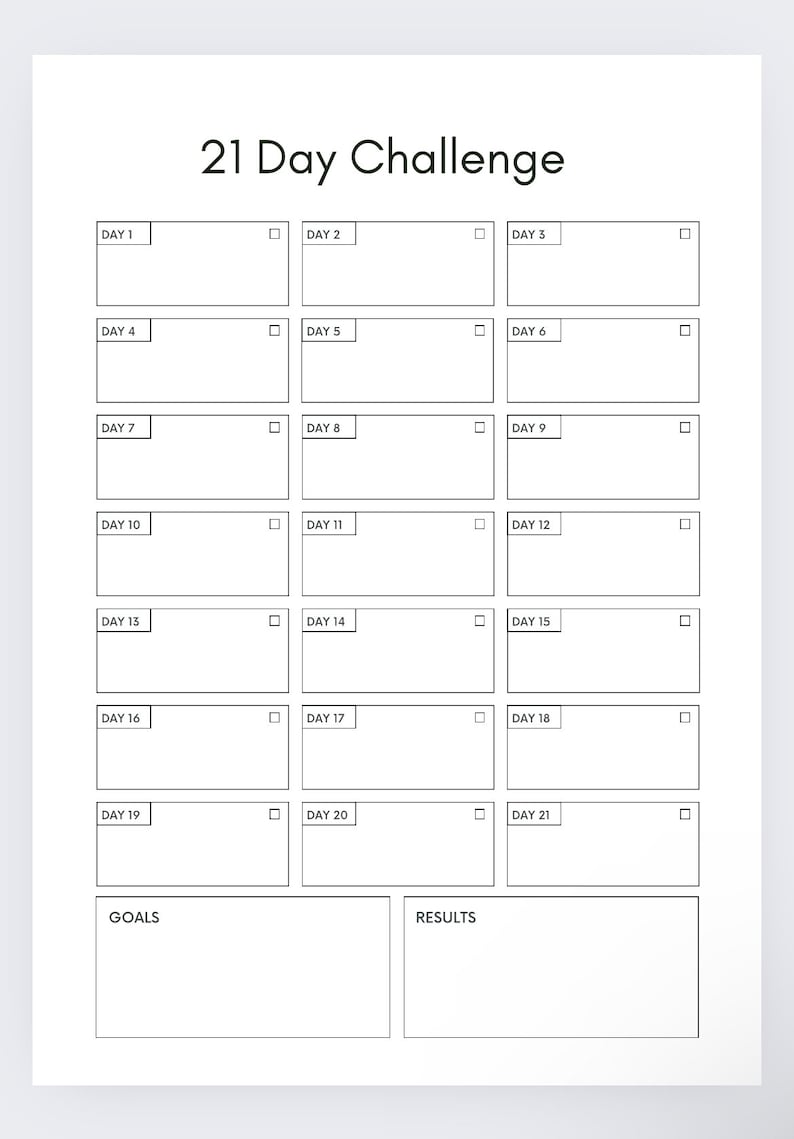 21 Day Challenge Template,three Week Challenge Template,21 Day ...