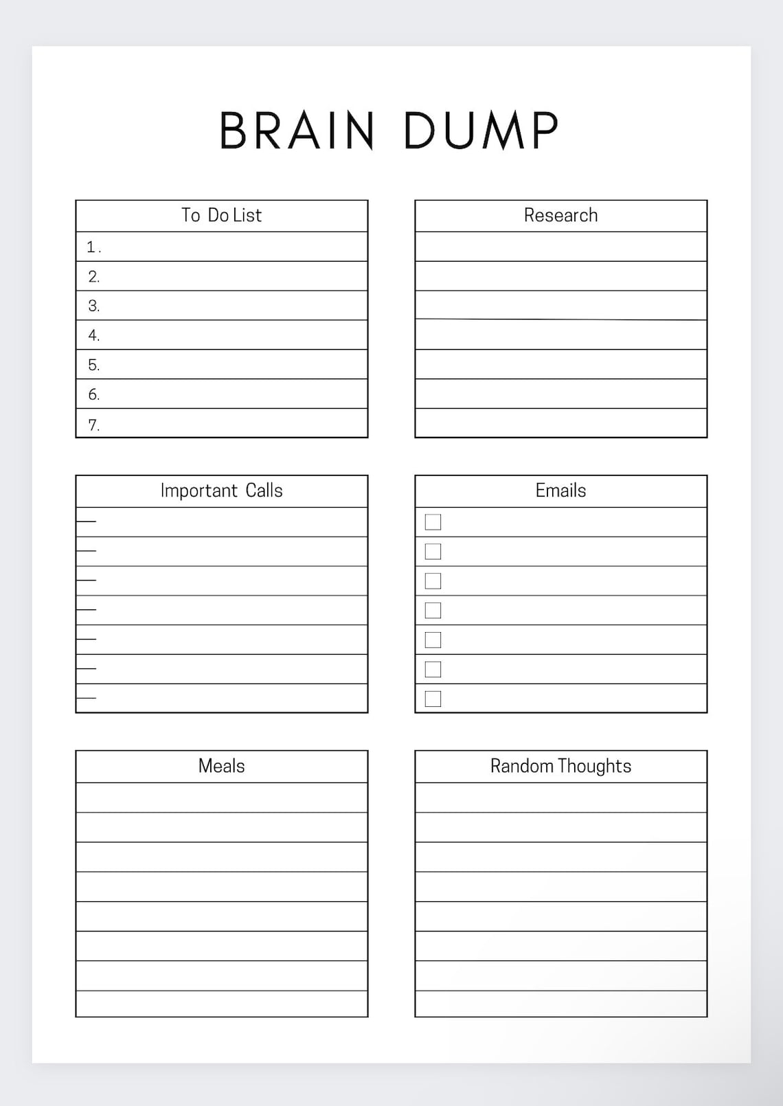 Brain Dump Printable Thought Organizer ADHD Brain Dump - Etsy