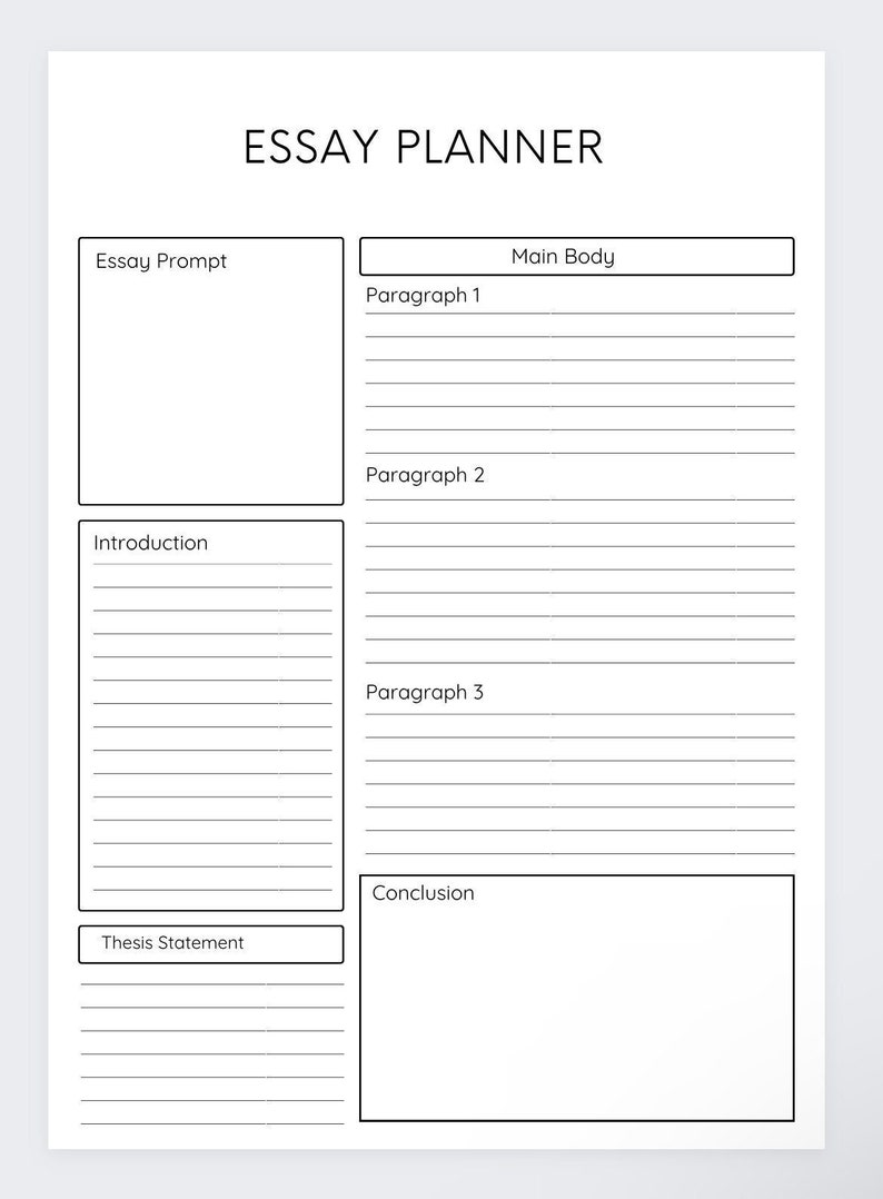 Essay Planner: Student Writing Template - Etsy