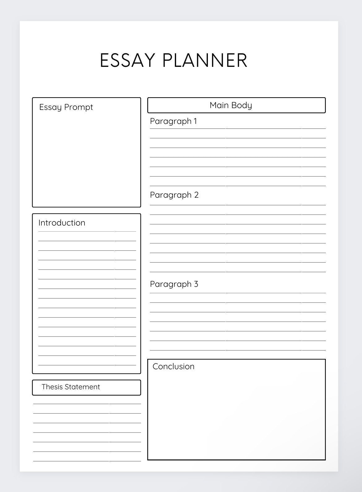 Essay Planner,essay Guide,essay Writing Template,student Planner ...