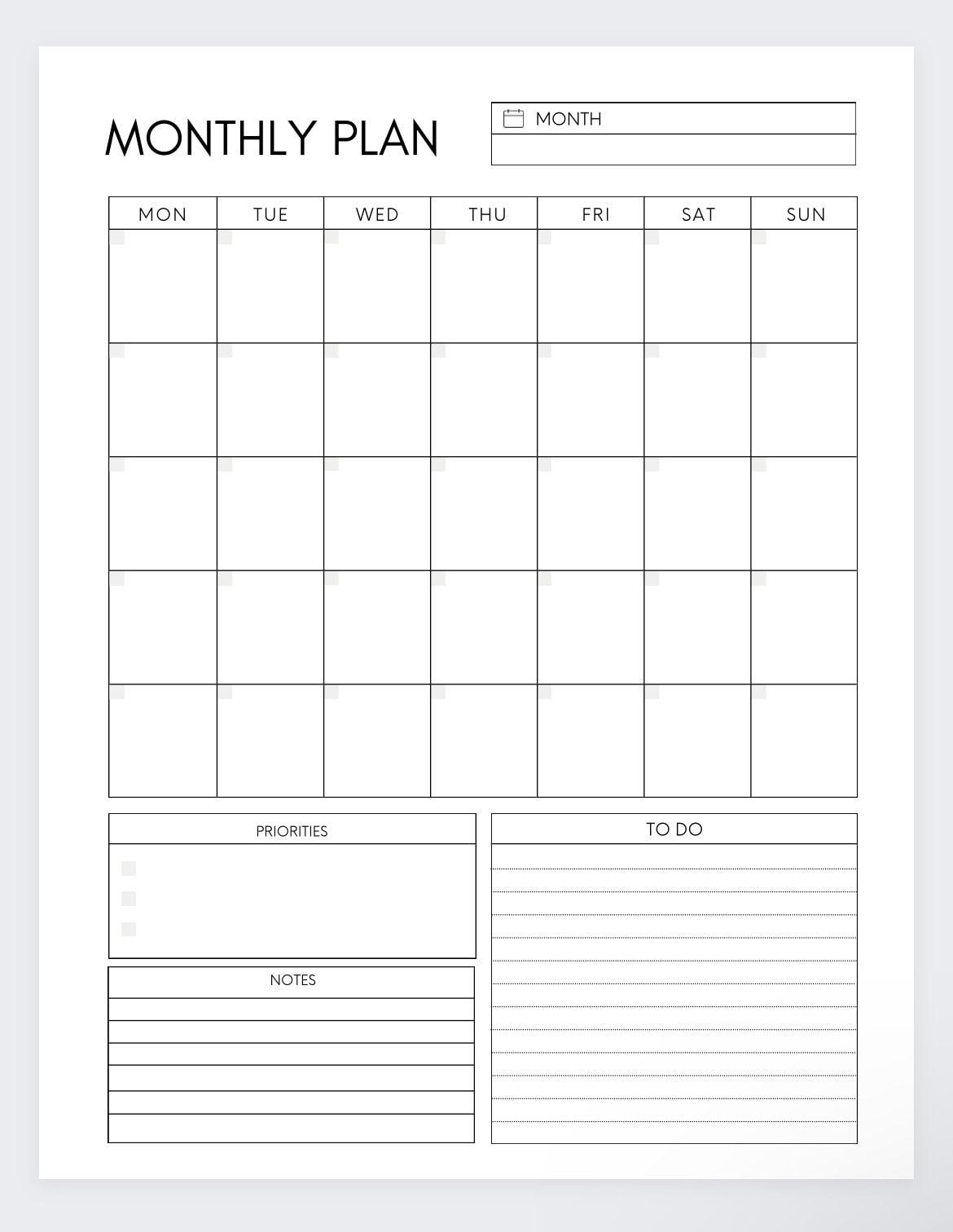 Monthly Plan,monthly Planner,month at a Glance,monthly Tracker,monthly ...