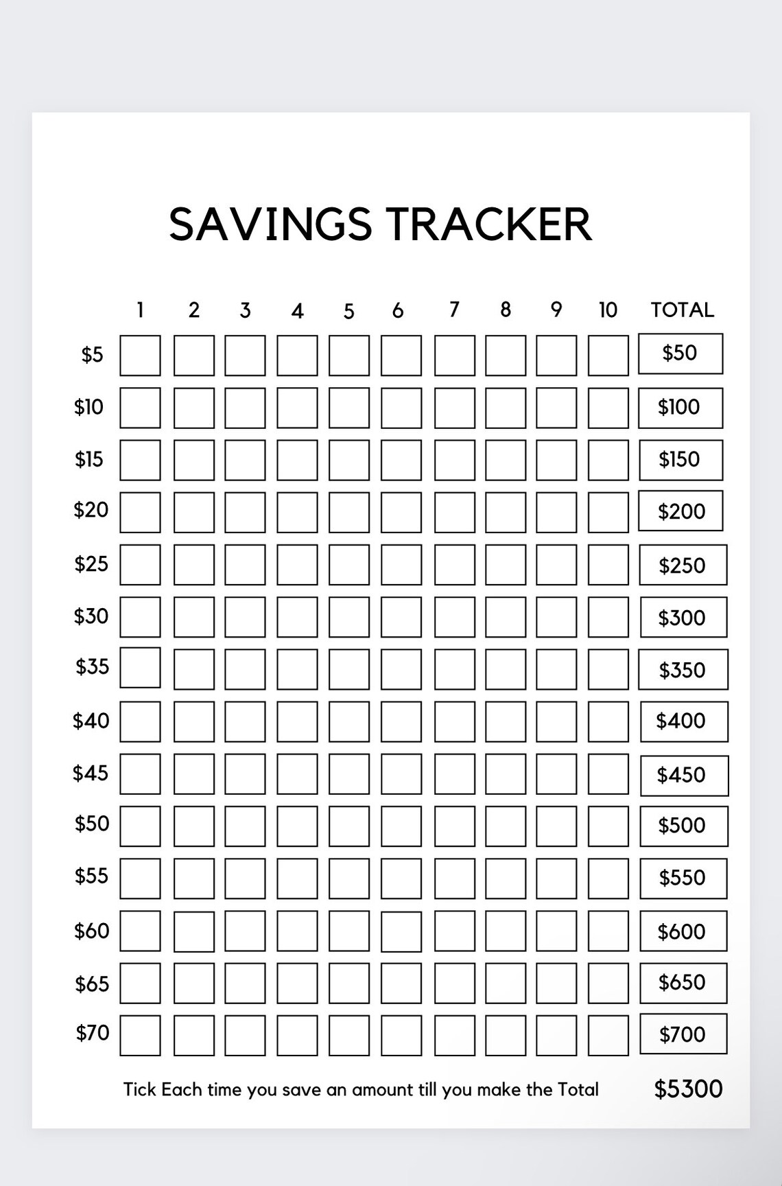 Saving Gridsavings Challengesavings Chartsave 5000savings - Etsy