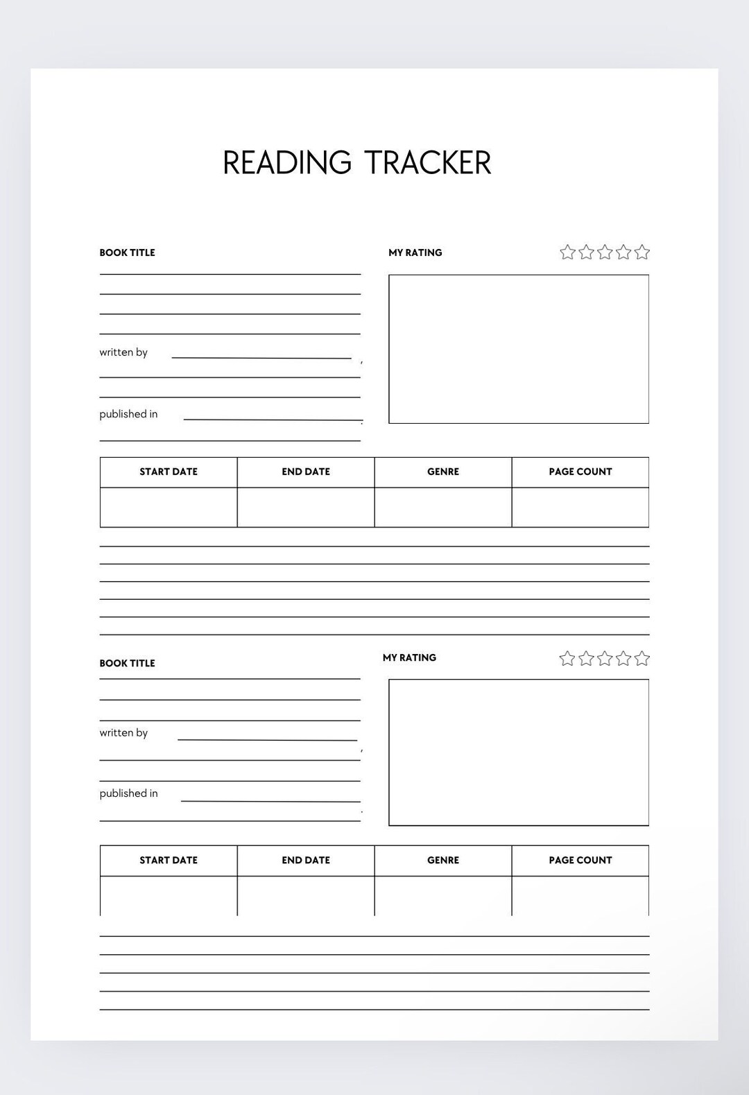 Reading Tracker,book Log,reading Journal,book Club Tracker,reading ...