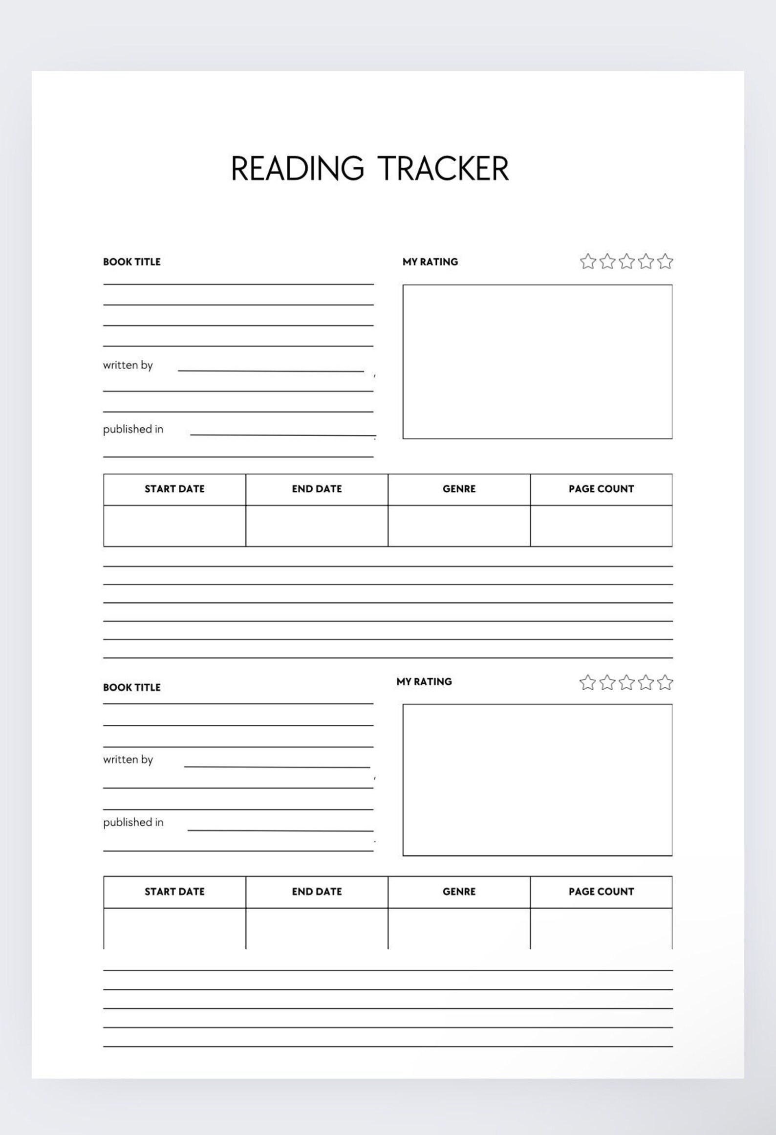 Reading Tracker,book Log,reading Journal,book Club Tracker,reading ...