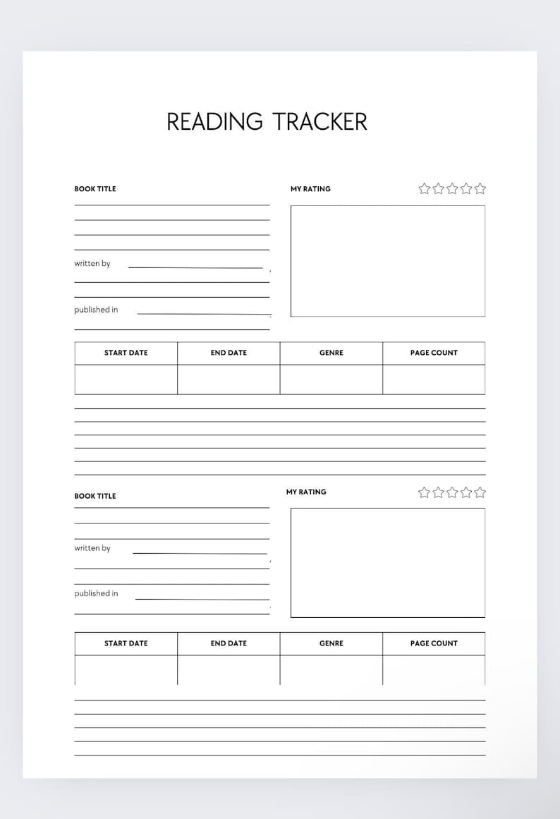 Reading Tracker,book Log,reading Journal,book Club Tracker,reading ...